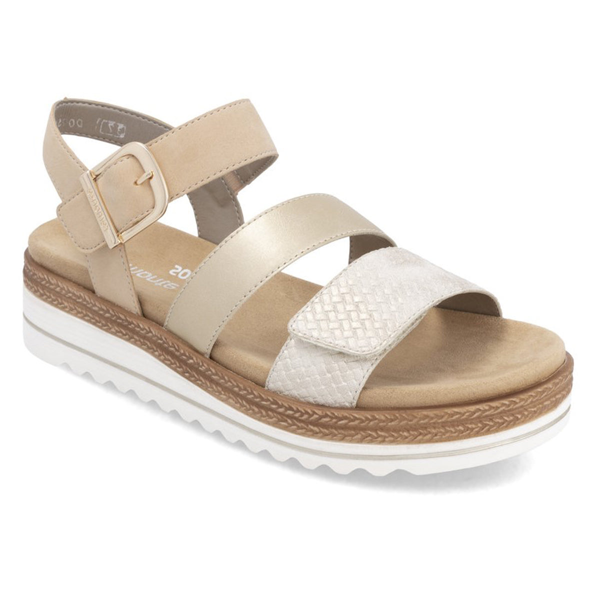 Remonte D0Q55 Light Gold Women's Strap Sandals - Walking on a Cloud – Walking On a Cloud